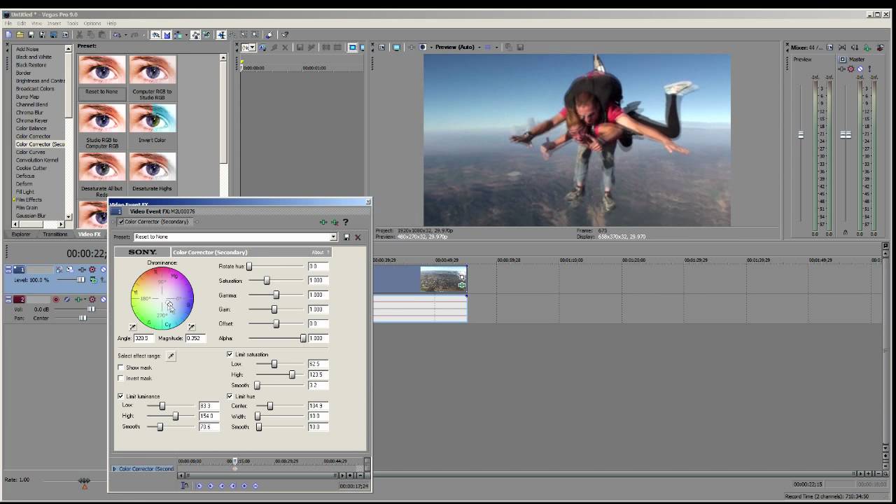 Vegas Pro Secondary Color Corrector FASST Tip - YouTube
