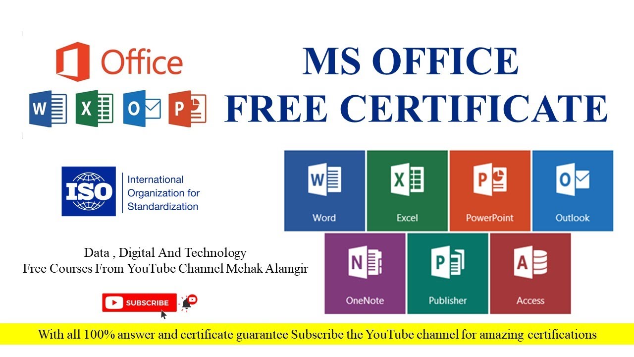 Microsoft Office Free Certificate |Free Certificate | Computer ...