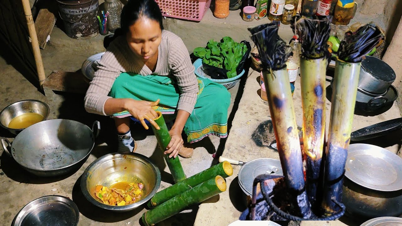 Cooking Pork in Bamboo || Cooking Traditionally || The Village Life ...