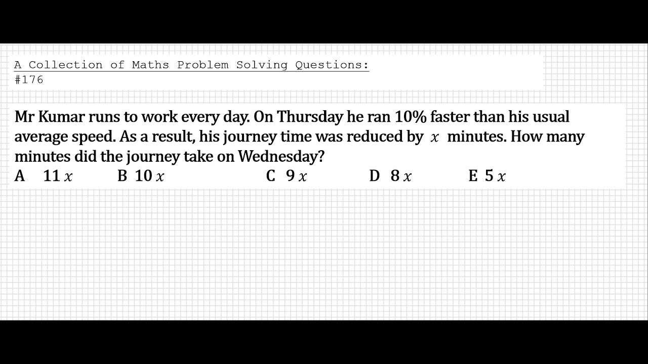 A Collection of Maths Problem Solving Questions:#176 (Speed | Distance ...