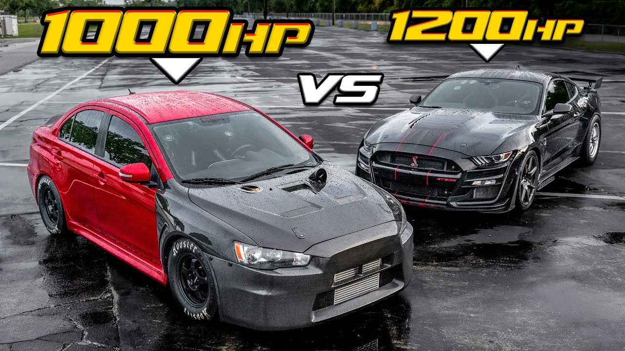 1000+HP EVO X VS 1200HP Shelby GT500 (58PSI 4B11 VS 5.2L Turbo V8 ...