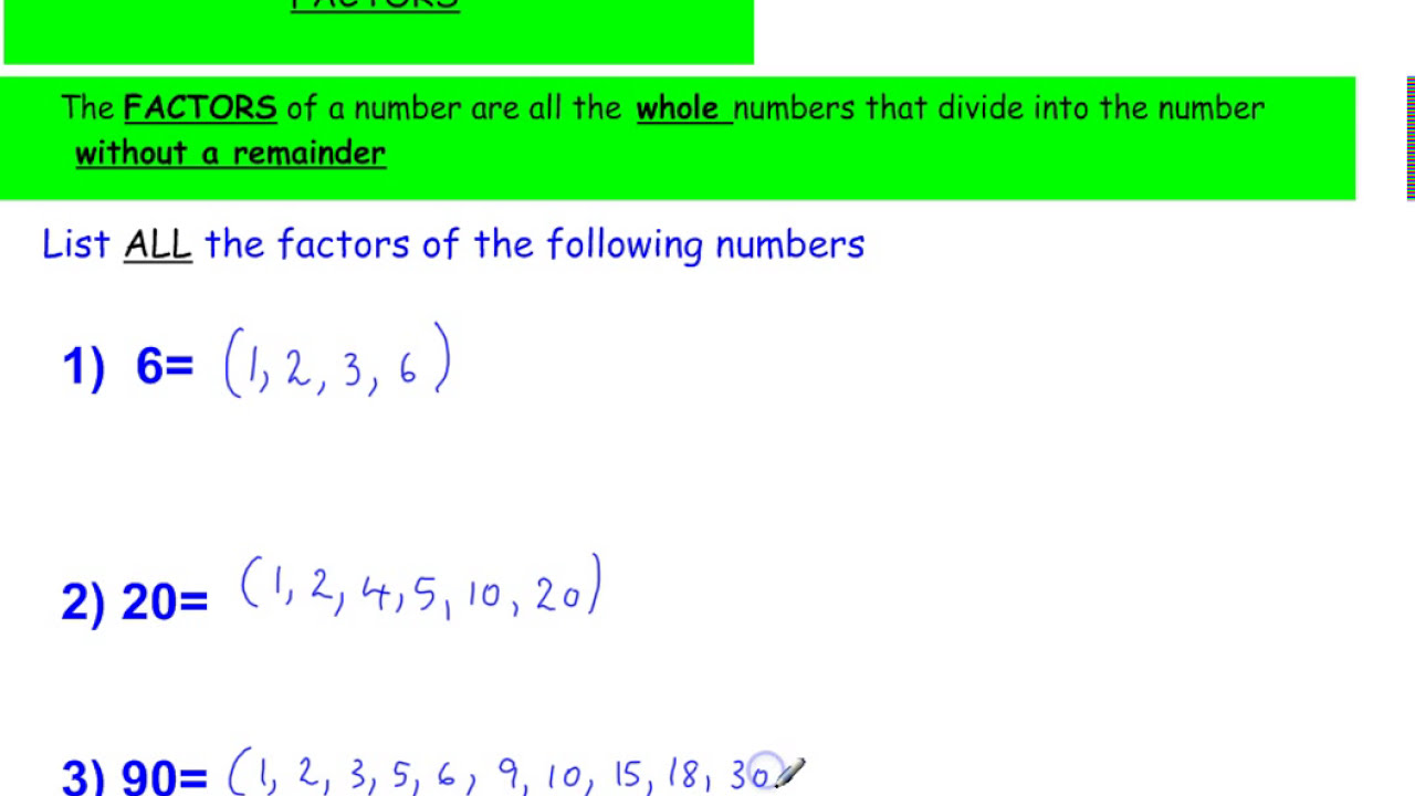 Factors of a number KS3 - YouTube