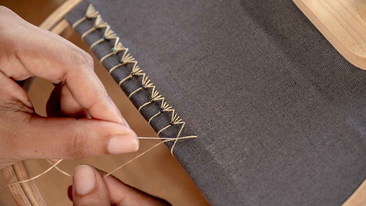 Easy Beaded Border Design for Dresses and More - YouTube