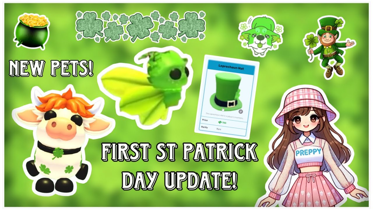 Adopt me’s first St Patrick day update! Watch for all info! 🍀🌈💰🇮🇪 - YouTube