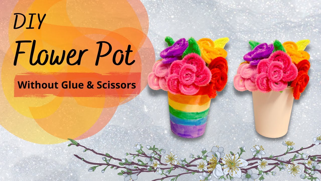 How to make flower pot using pipe cleaner | DIY pipe cleaner flower ...