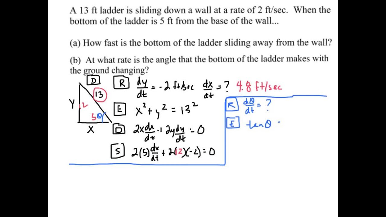 Calculus Related Rate -Ladder, Angle - YouTube