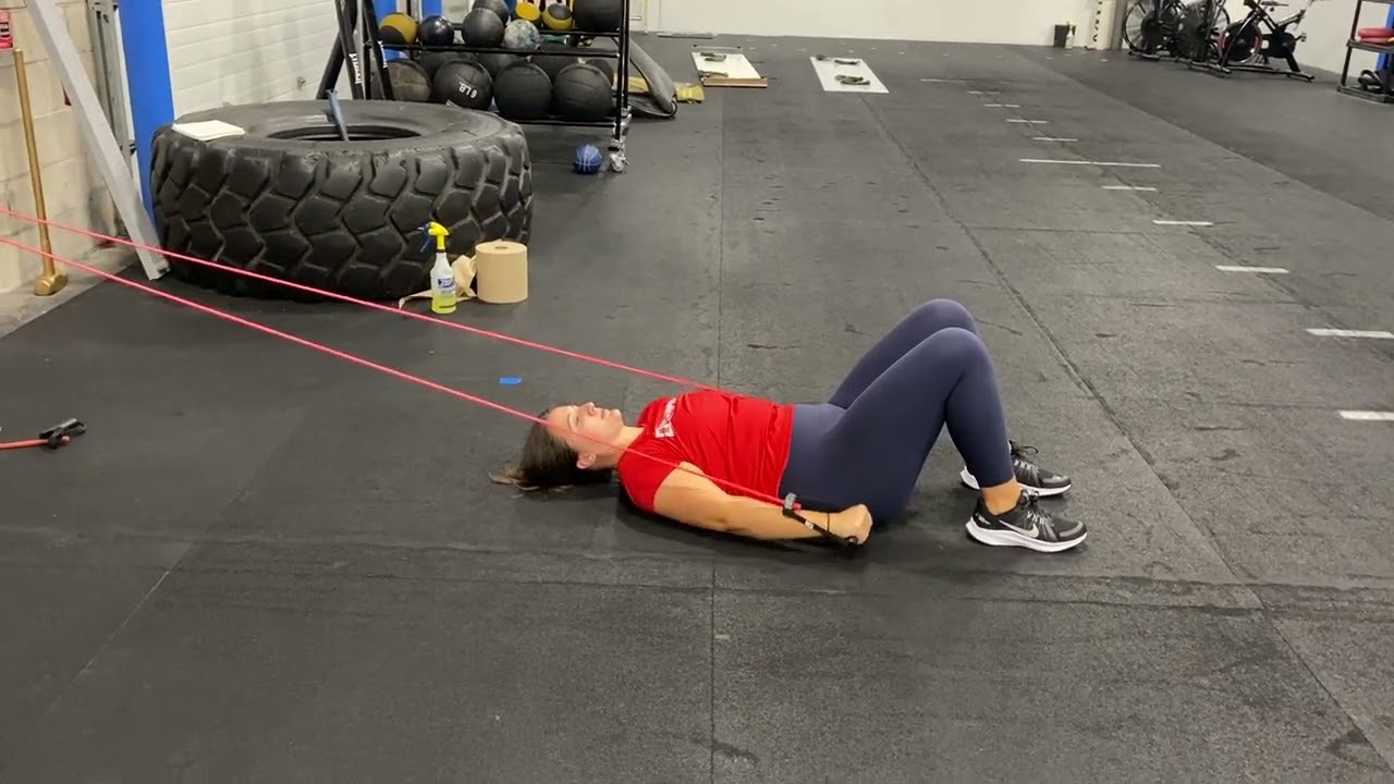 Hooklying Band Pulldown + Breath - YouTube