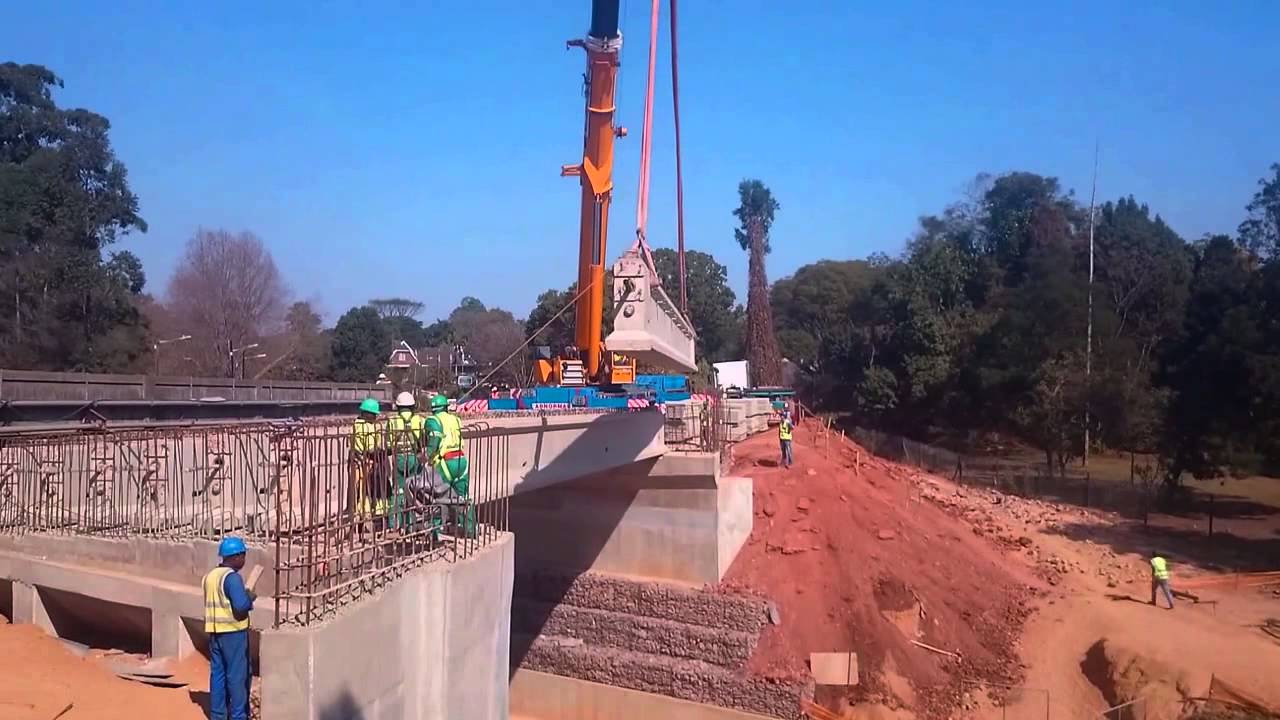 Bridge Construction | Precast concrete beam installation ...