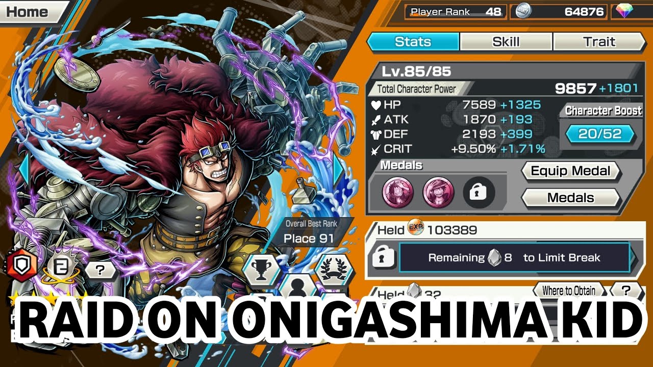 RAID ON ONIGASHIMA KID GAMEPLAY I ONE PIECE BOUNTY RUSH - YouTube