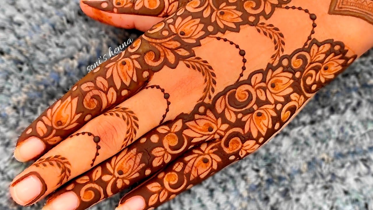 Stylish lotus mehndi design for back hand | Simple floral back hand ...