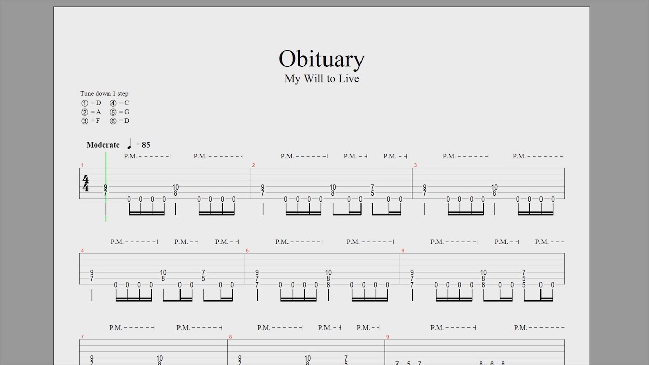 [GUITAR PRO TAB] Obituary - My Will to Live - YouTube
