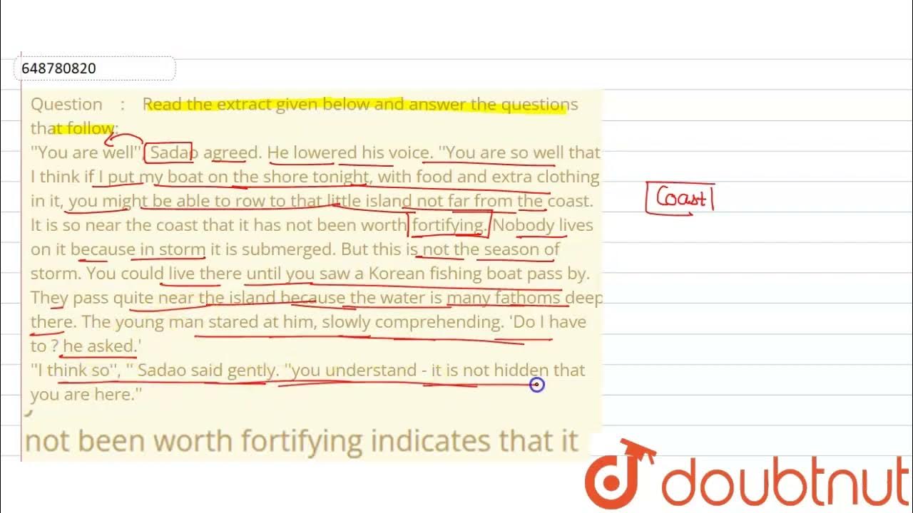 Read the extract given below and answer the questions that follow: \'\'You are well\'\', Sadao a ...