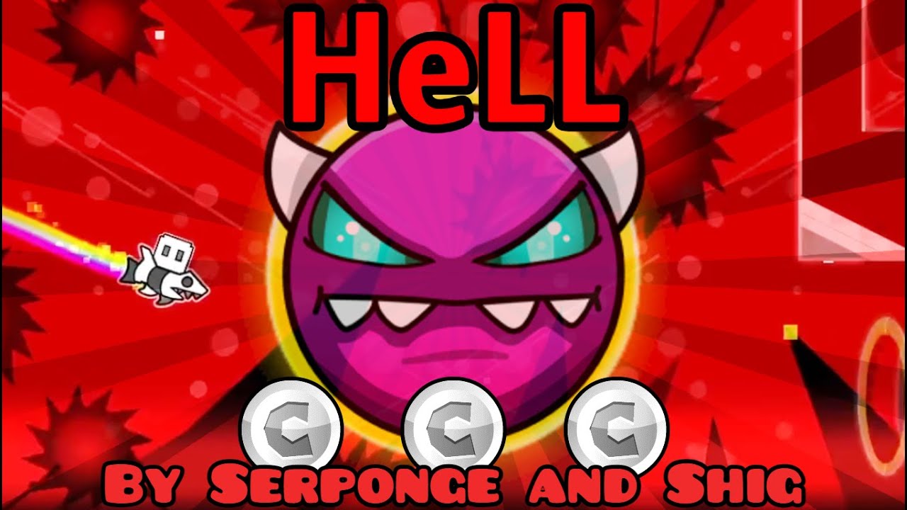 Geometry Dash [2.0] (Medium Demon) - HeLL by Serponge and Shig [All Coins] - YouTube