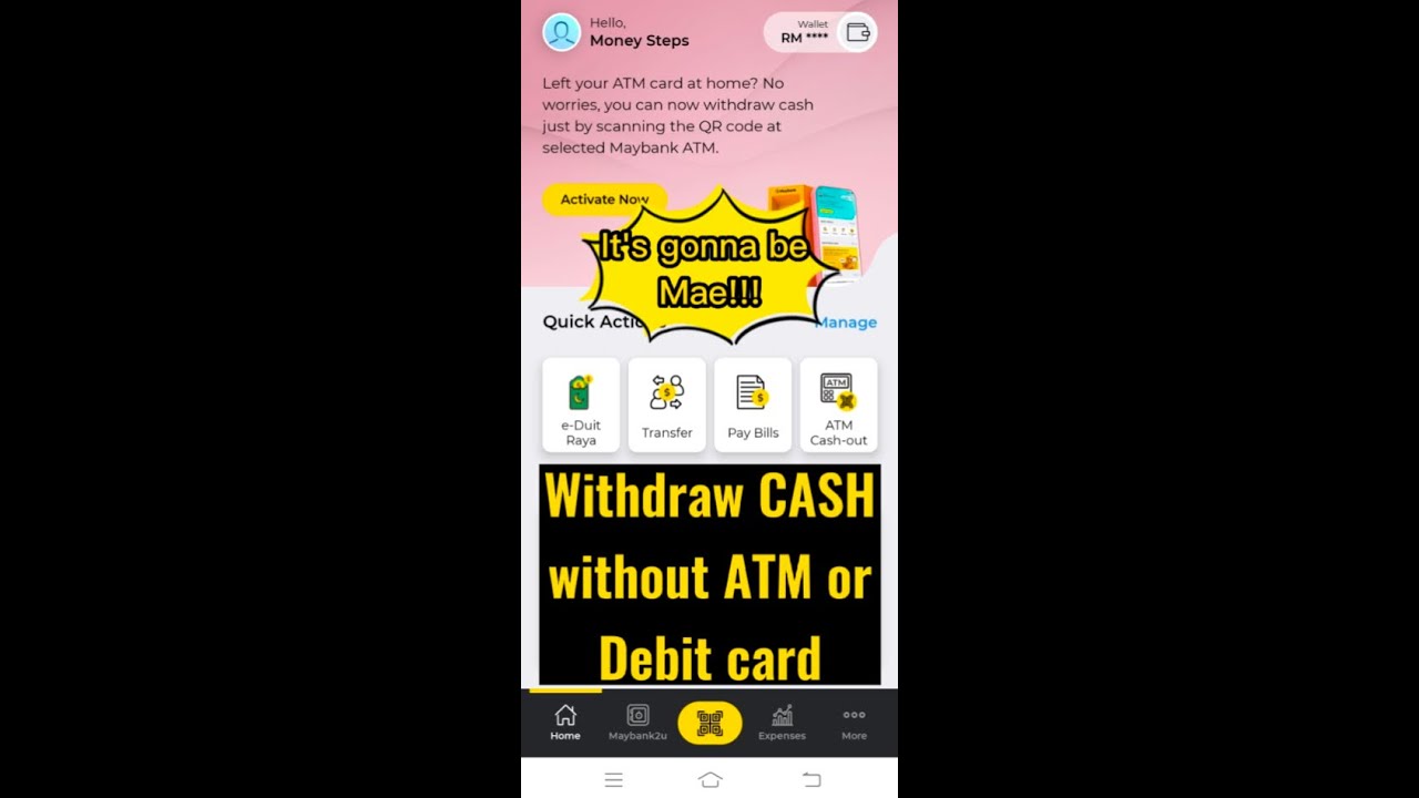 Withdraw Cash using ewallet MAE without ATM / Debit Card - YouTube