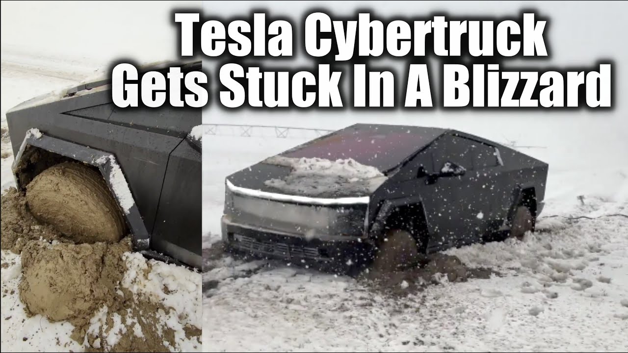 Tesla Cybertruck Gets Stuck In A Violent Blizzard - YouTube