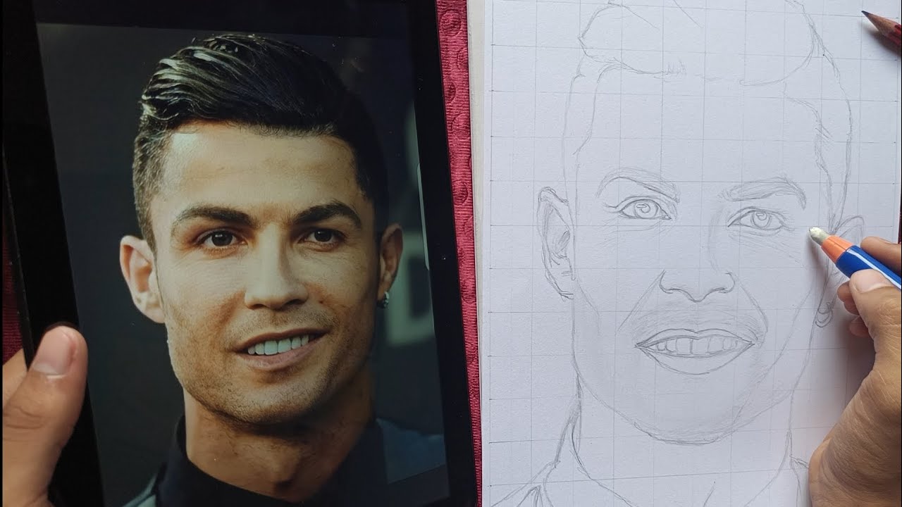 Drawing Cristiano Ronaldo | step by step @cristiano drawing - YouTube