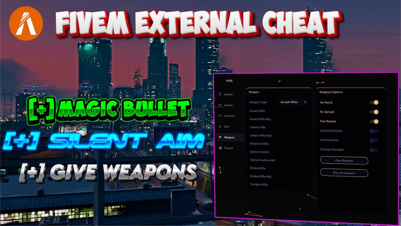 *NEW* BEST FIVEM EXTERNAL CHEAT *GIVE ALL WEAPONS* *MAGIC BULLET* *MORE ...
