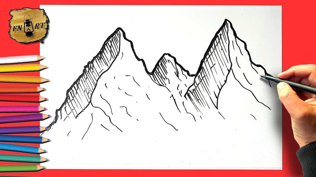 How to draw a mountain easy step by step, easy mountain drawing easy ...