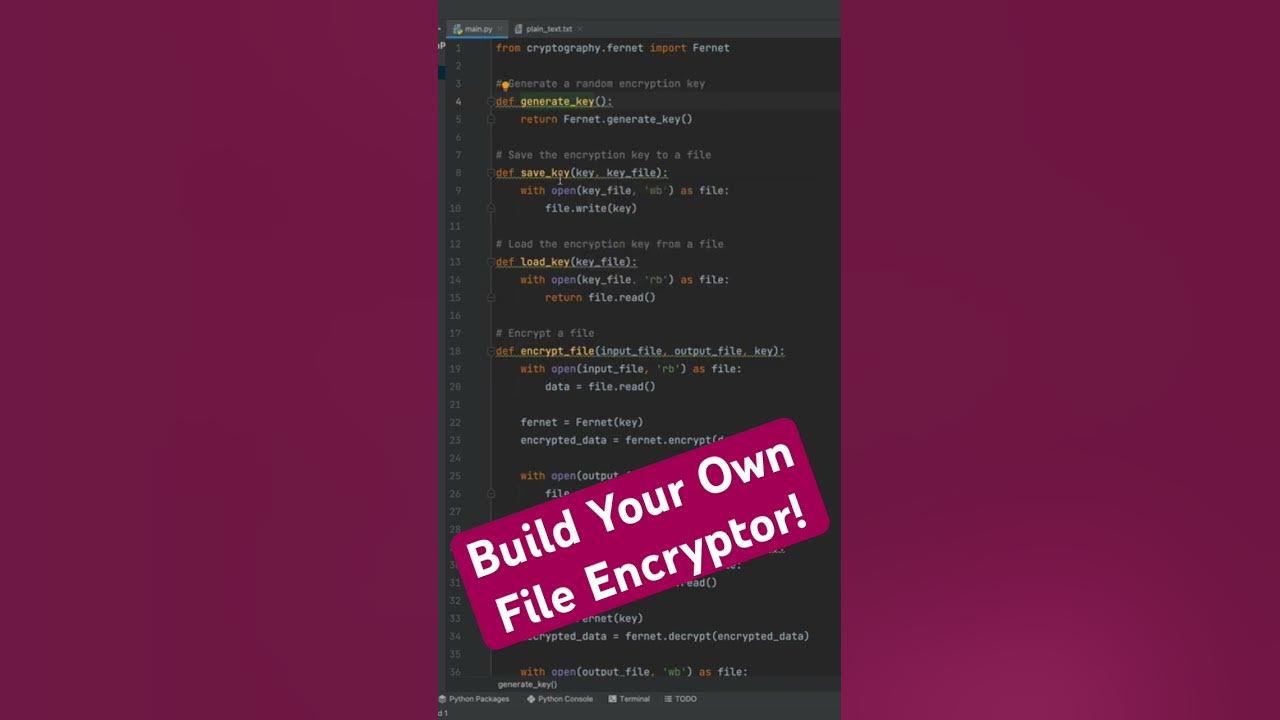 Encrypt Any File Using Python Python Pythontutorial Programming Youtube