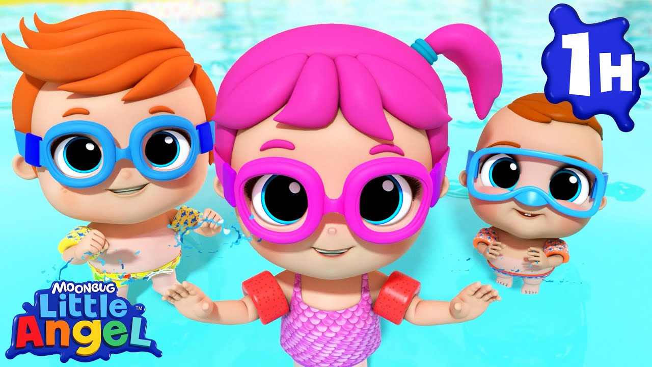 Splish Splash! 💦 Pool Time Fun | Little Angel 1 HR | Moonbug Kids - Fun ...