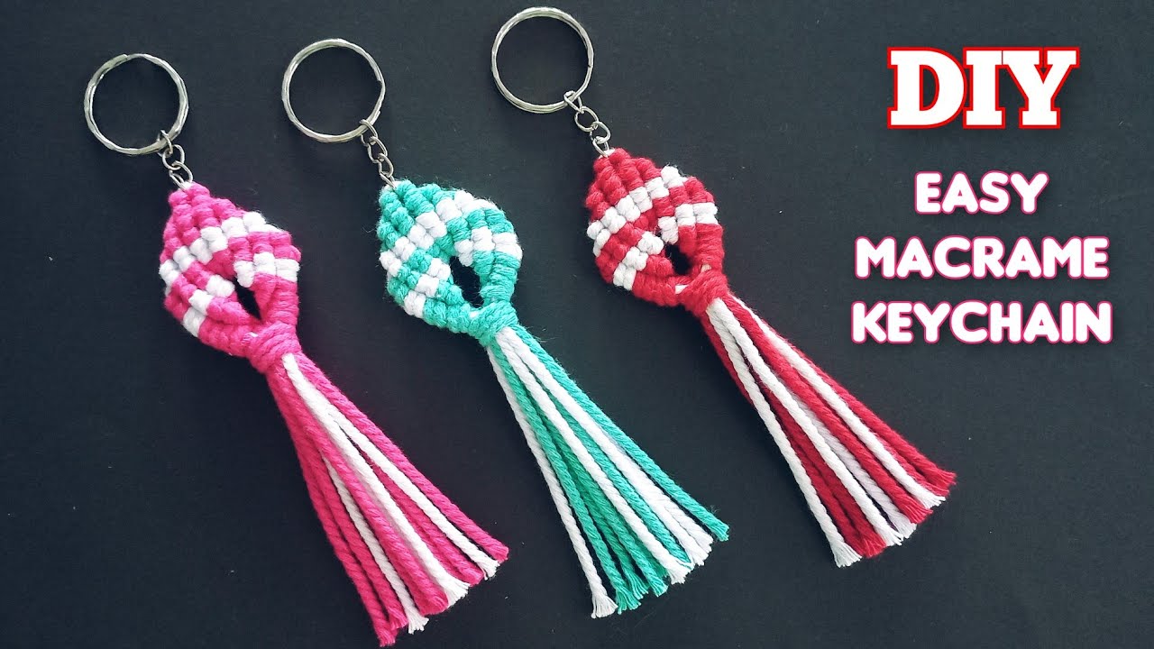 DIY : EASY MACRAME KEYCHAIN | MACRAME TUTORIAL STEP BY STEP | GANTUNGAN ...