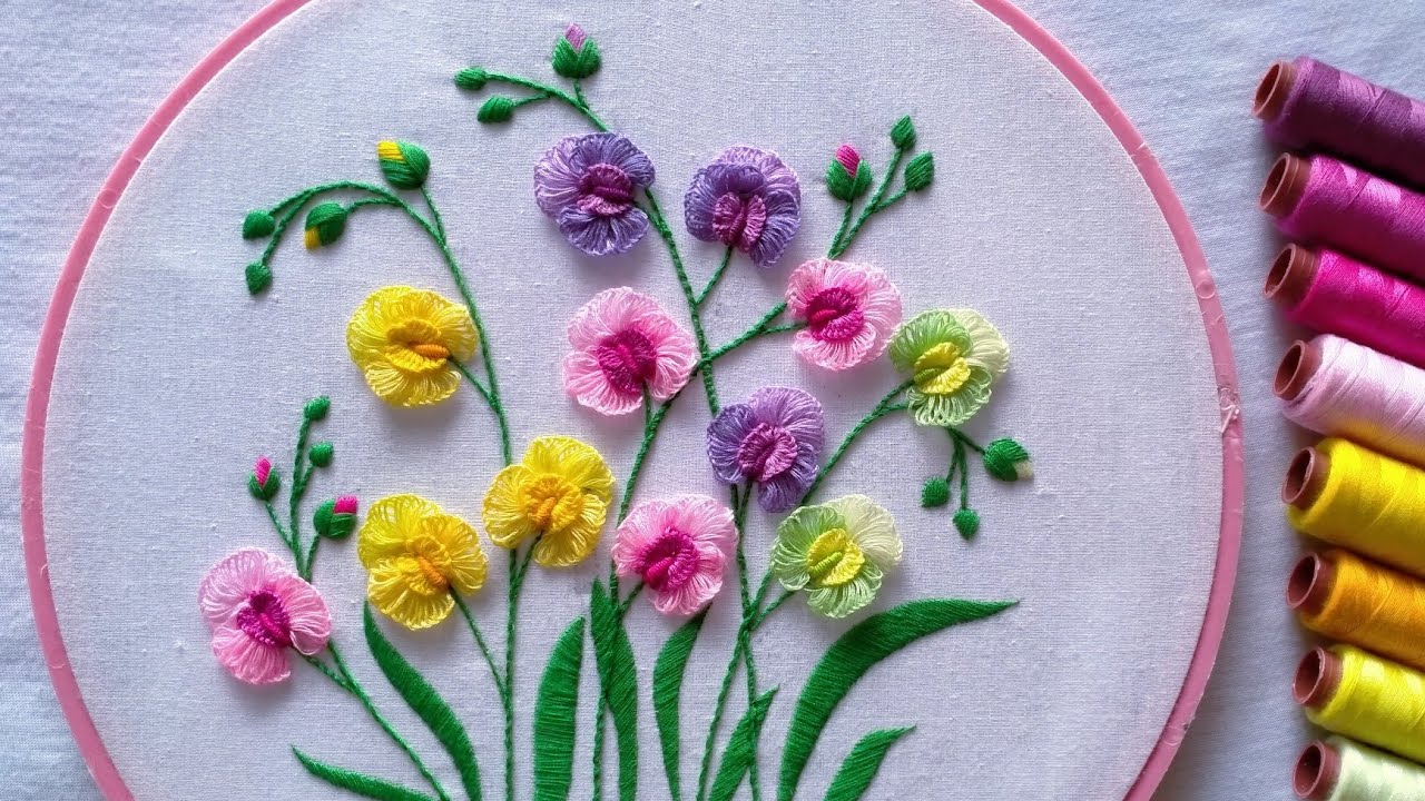 Beautiful Orchid Hand Embroidery | Easy Ways to Embroider | Tutorial ...