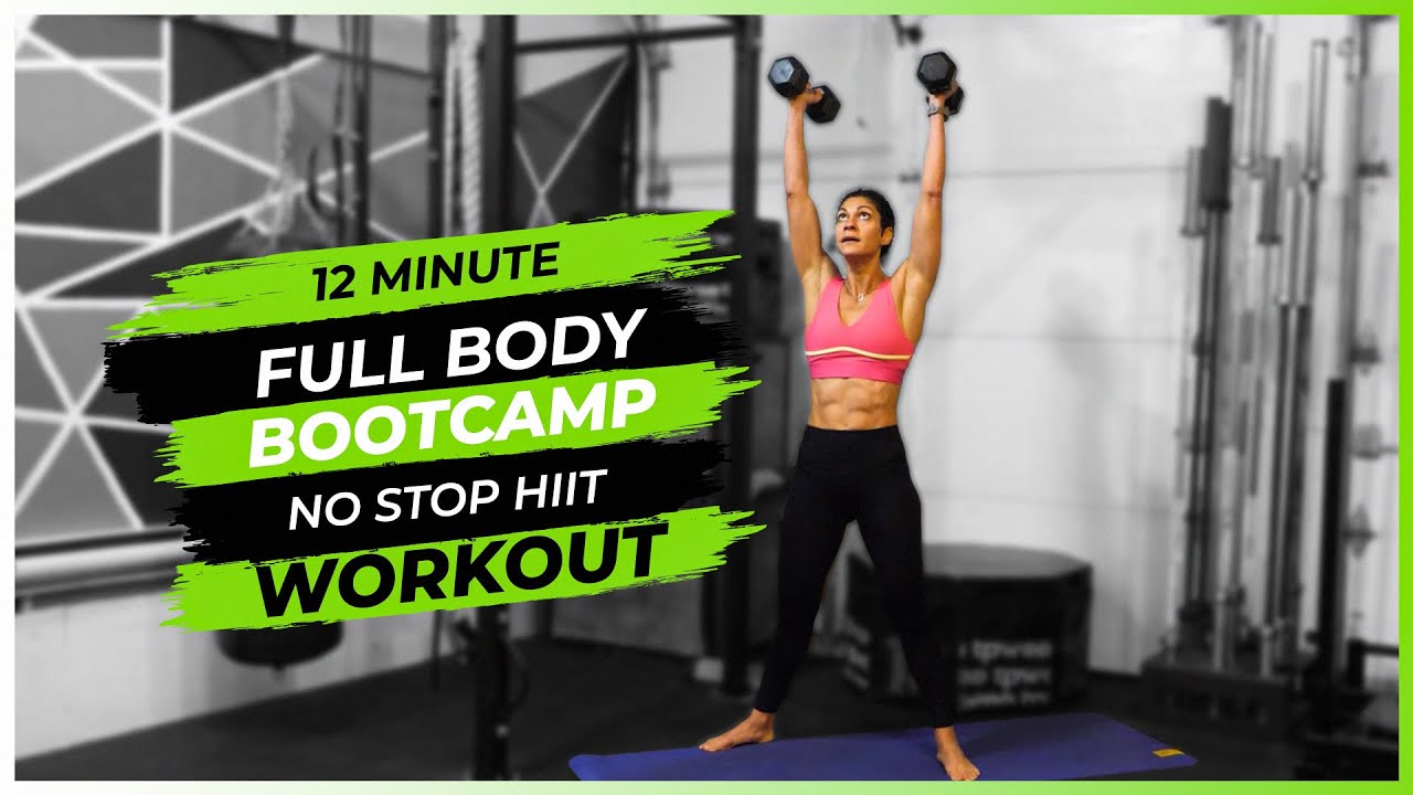 12-Minute Full Body Bootcamp No Stop HIIT Dumbbells only| #Womenworkout ...