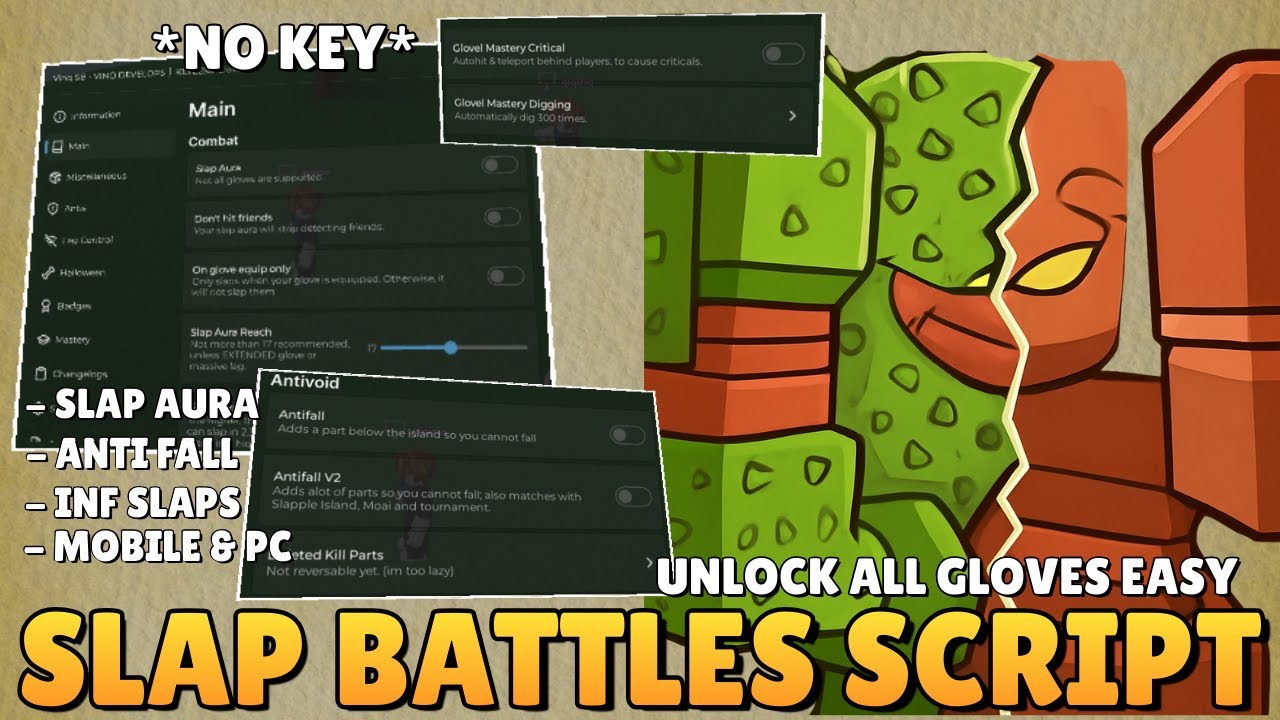 Slap Battles Script *NO KEY* | Auto Farm Slaps, Slap Aura, Anti Fall ...