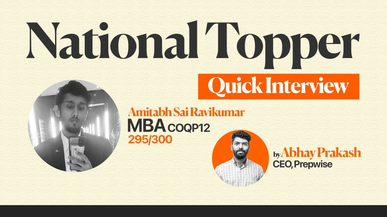 National Topper in MBA (COQP12) | CUET PG 2024 | Amitabh Sai |Kerala's ...