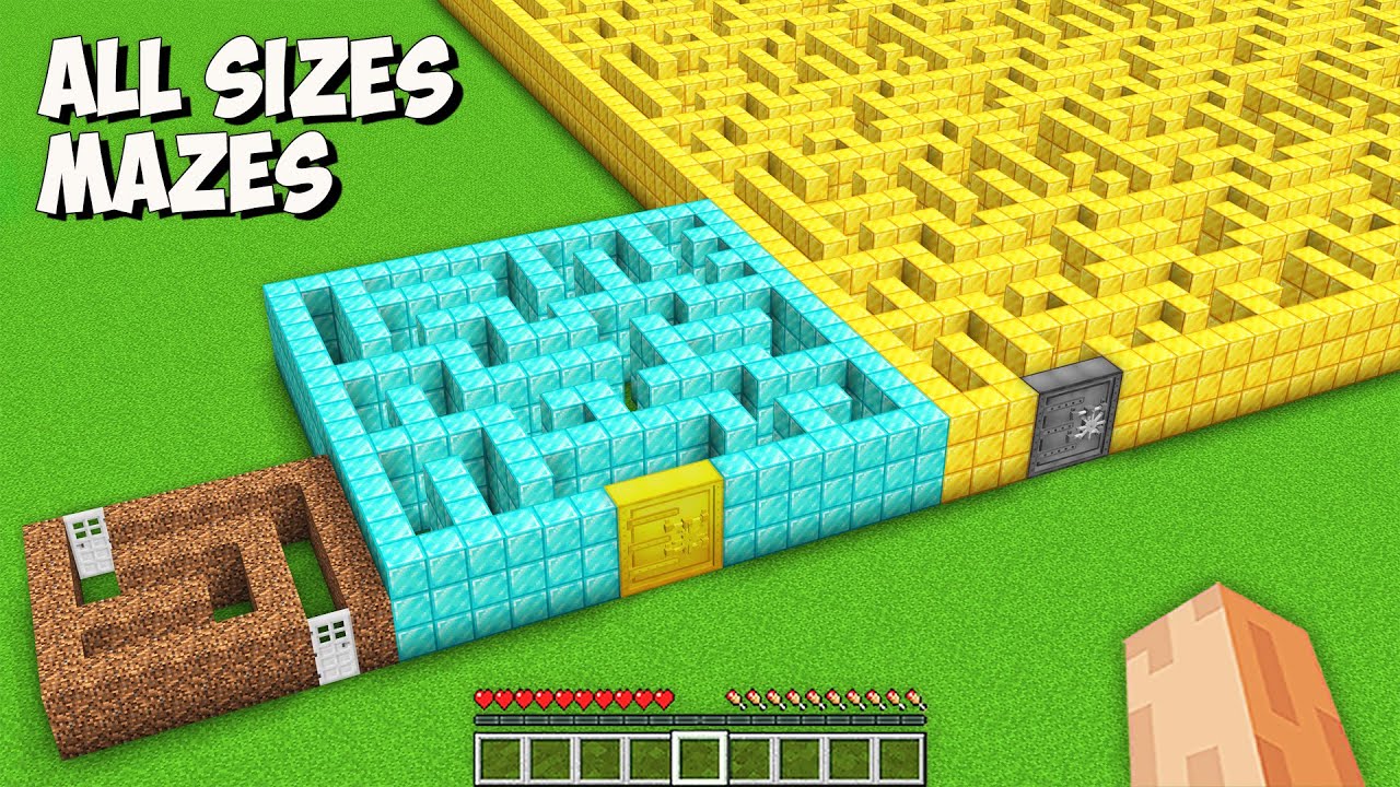 What is HIDDEN inside ALL SIZES MAZES in Minecraft? I found DIRT vs ...