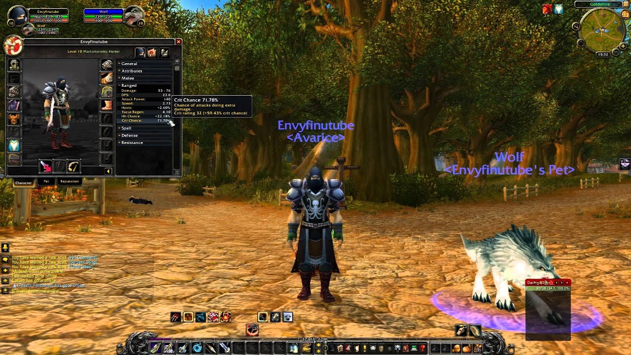 Wow - Level 10 Hunter 71% critical chance - YouTube
