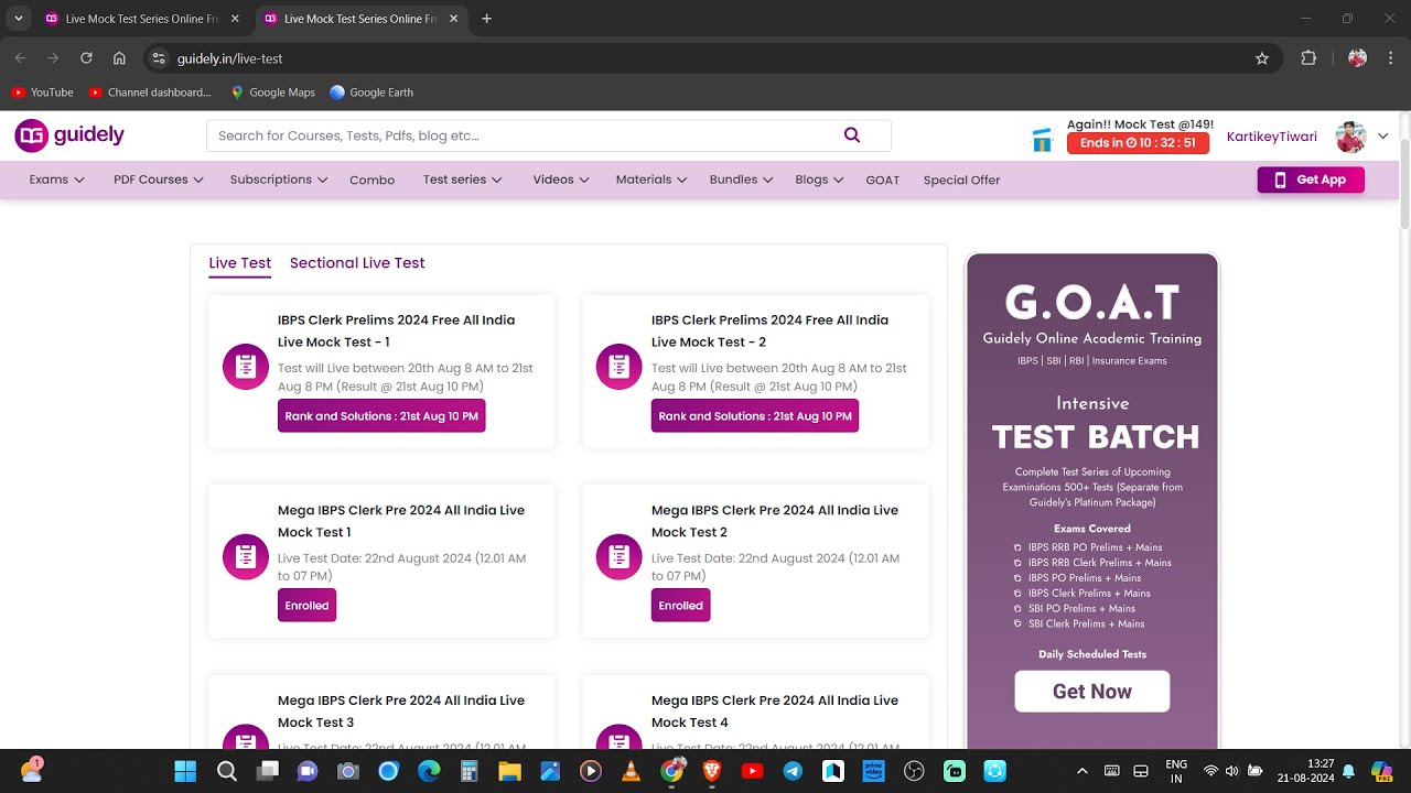 Guidely IBPS Clerk Prelims 2024 Free All India Live Mock Test - 2 - YouTube