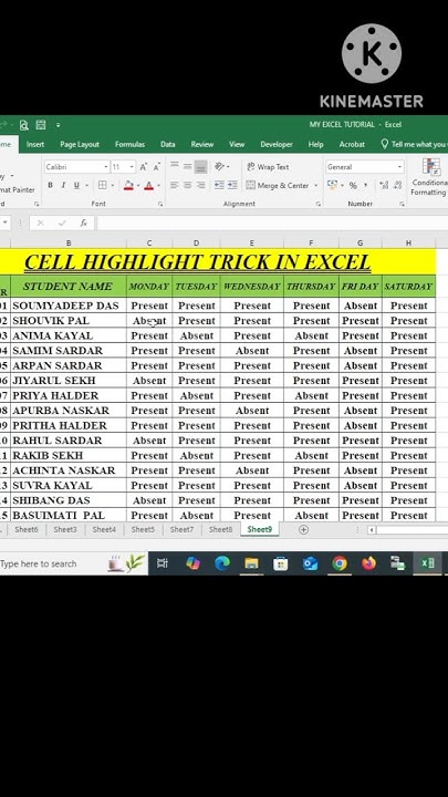 Cell highlight tricks in excel #computereducation #exceltutorial #excelcourse - YouTube