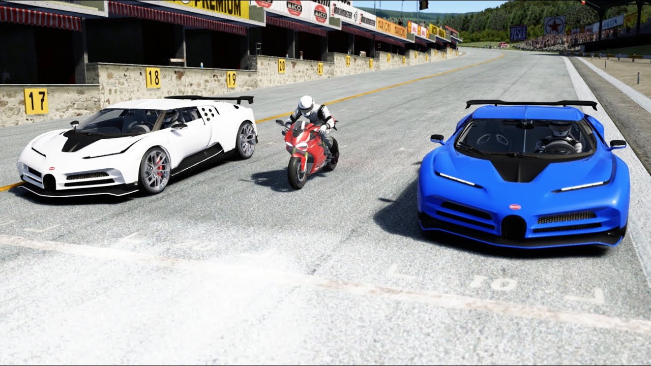 Superbike Ducati Panigale 1299 S vs Bugatti Centodieci at Old SPA - YouTube