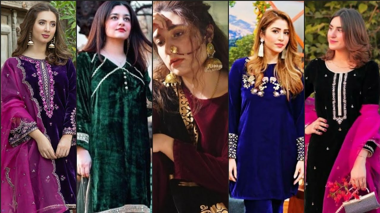 Latest 2022 pure Velvet dress designs / Plain Velvet dress designs ...