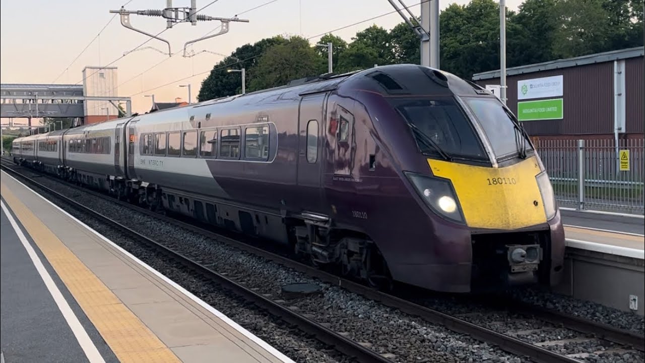 Harborough station goodbye class 180 180110 EMR for the last time with ...