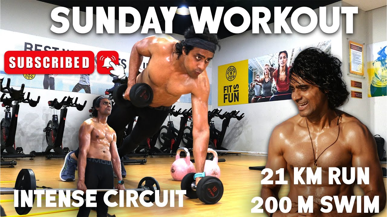 Sunday Workout: Intense Circuit + 21KM Run + 200M Swim - YouTube