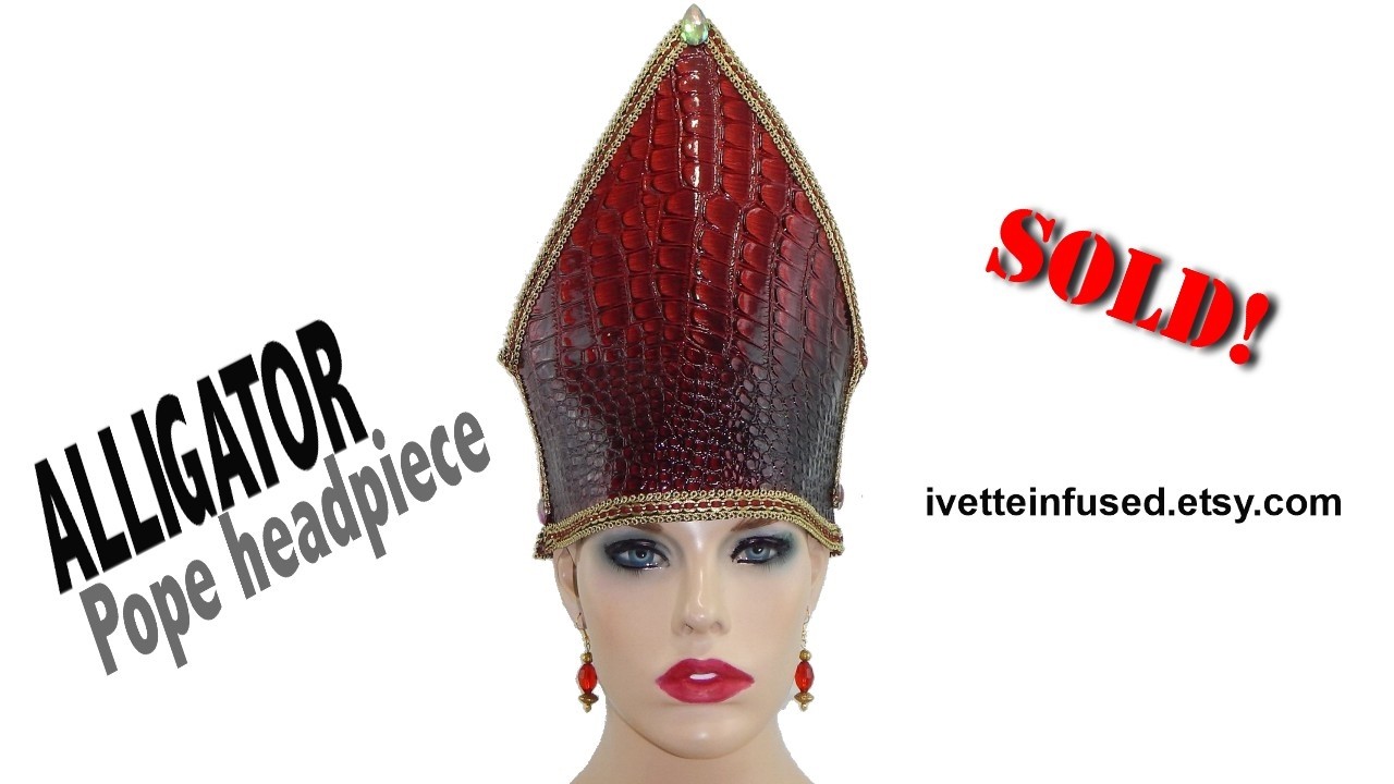 ALLIGATOR POPE Headpiece & Earring Set #Egyptian #mitre #crown #Pope # ...