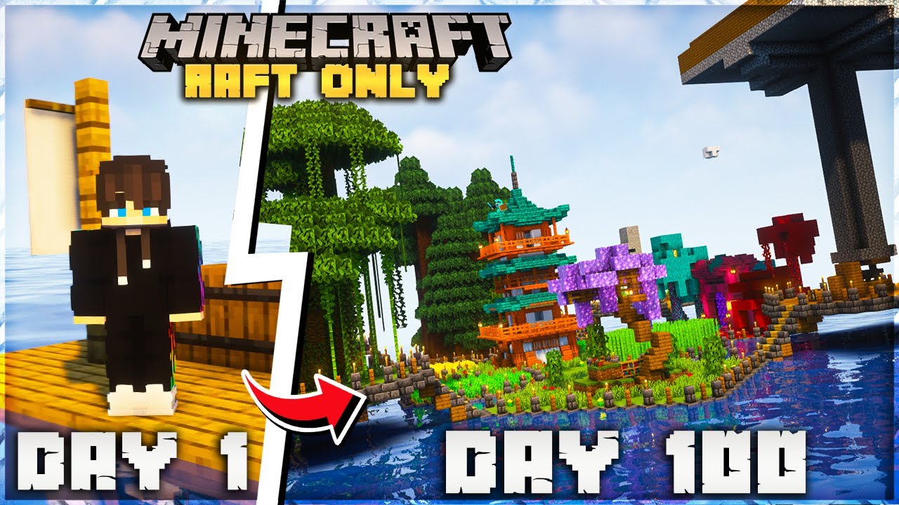 I Survive 100 Days On RAFT In Minecraft - YouTube