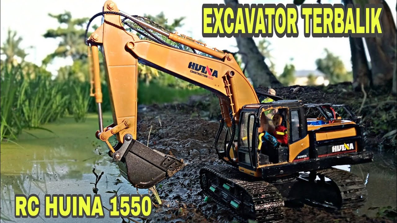 DETIK DETIK EXCAVATOR BEKO TERBALIK, SAAT PERBAIKAN TANGGUL SUNGAI, RC ...