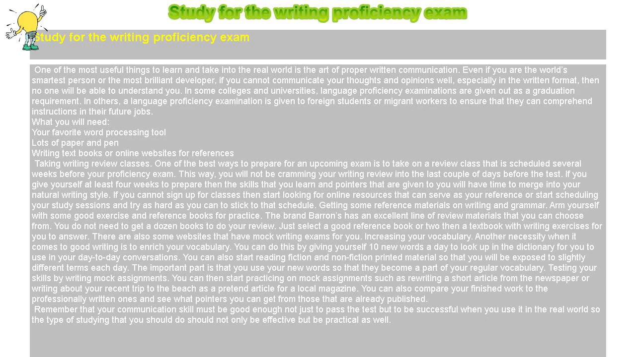 How to : Study for the writing proficiency exam - YouTube