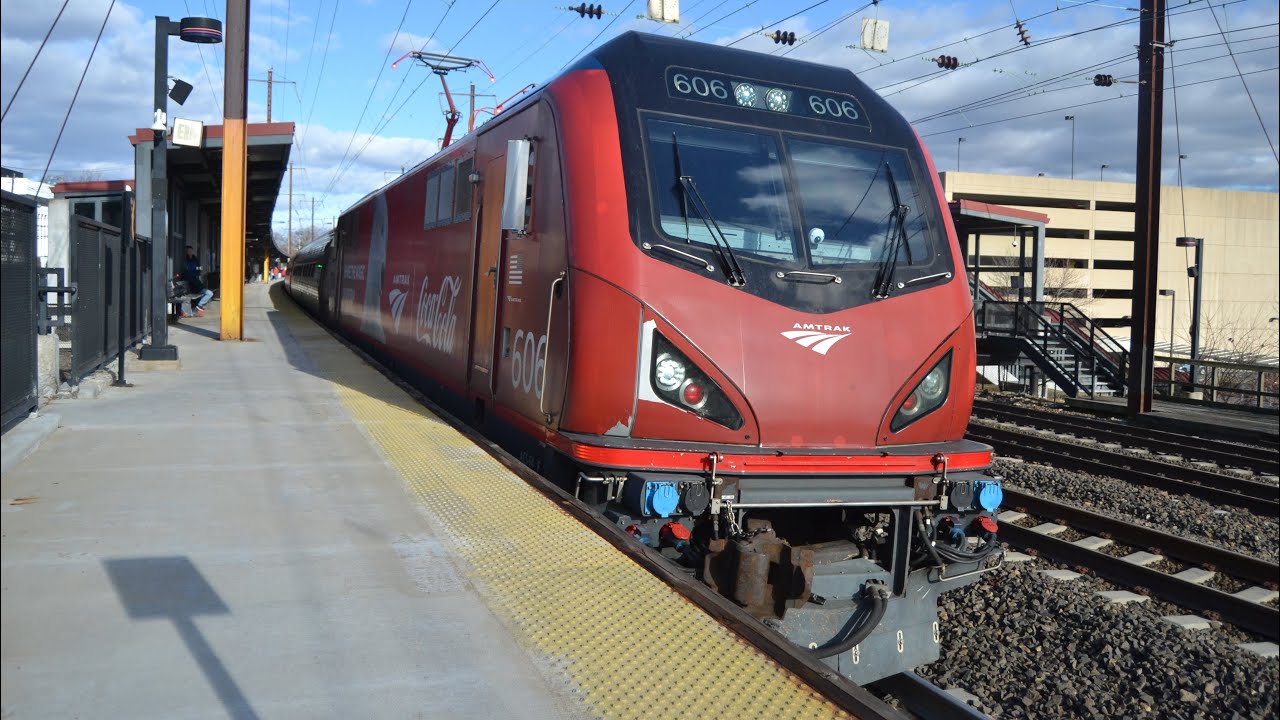 Amtrak 606 (Coca-Cola Wrap) Leads Northeast Regional 99 Into Metropark ...