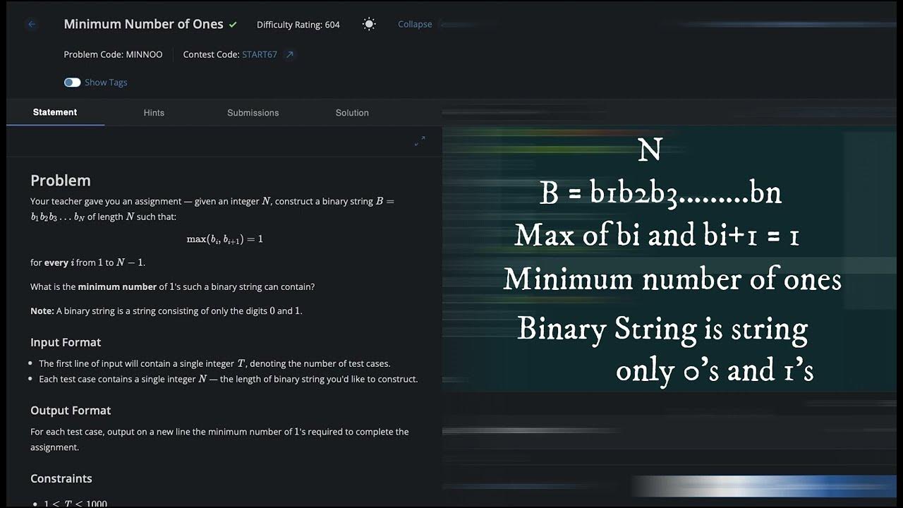 MINNOO | CodeChef Solution | Rating: 604 | Codies | C++ - YouTube