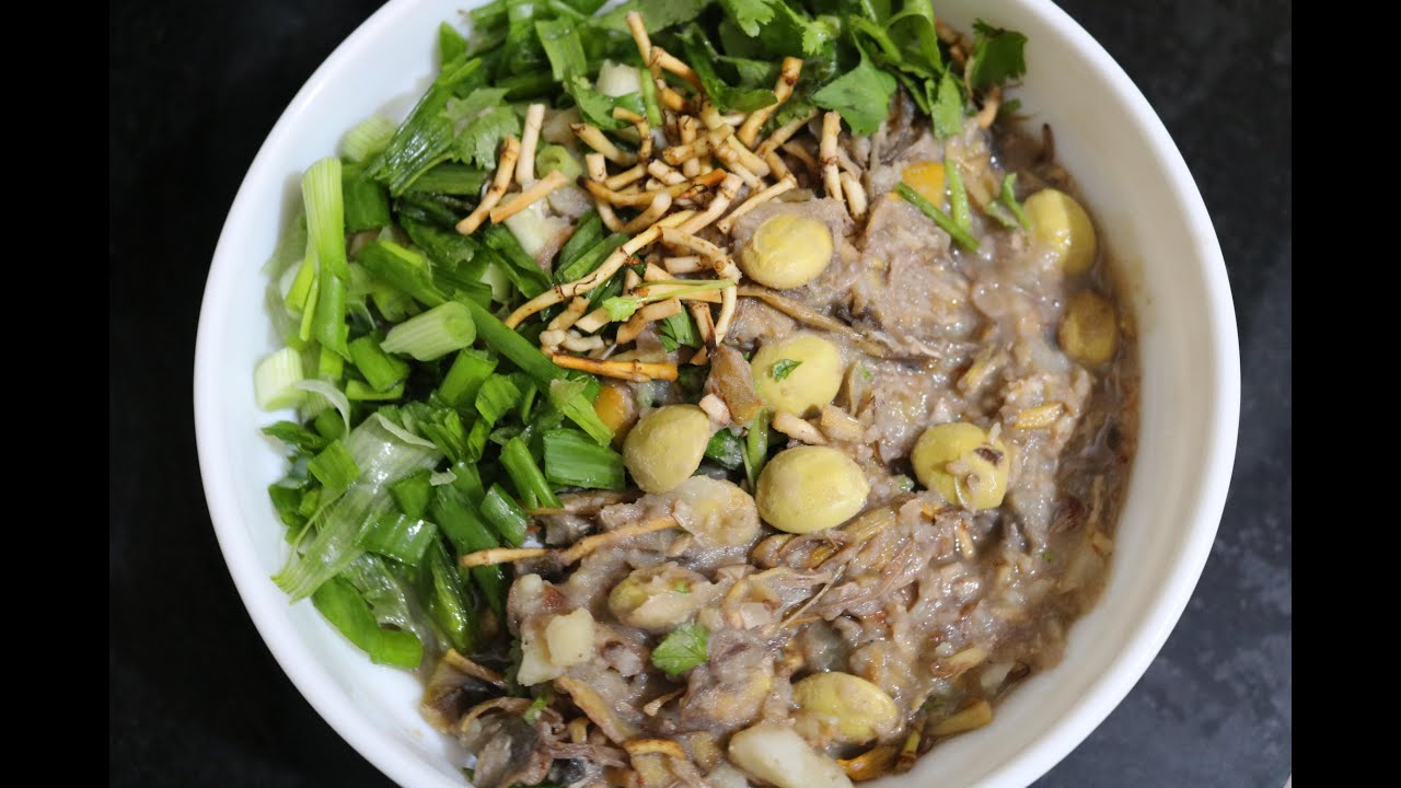 Eromba with banana blossom and yongchak/tree bean. - YouTube