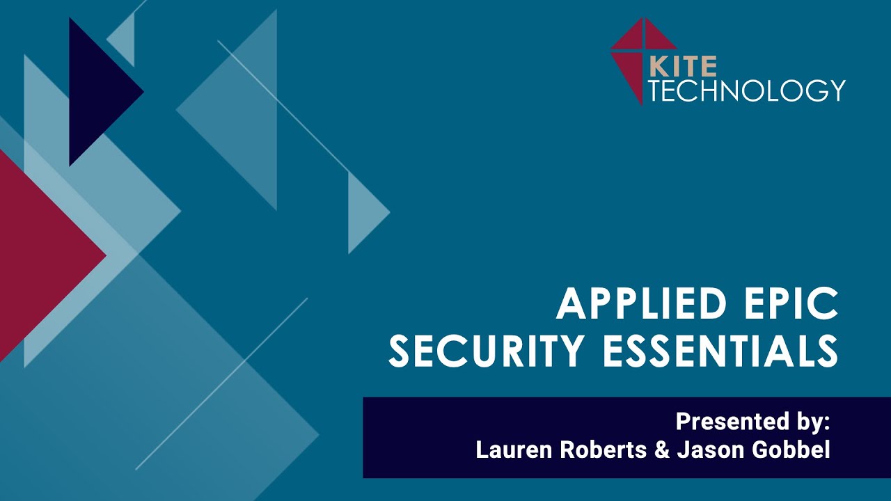 Applied Epic Security Essentials - YouTube