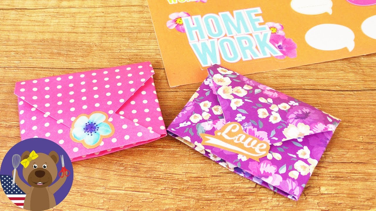 Cute Envelope DIY for Kids - Origami for Beginners - YouTube