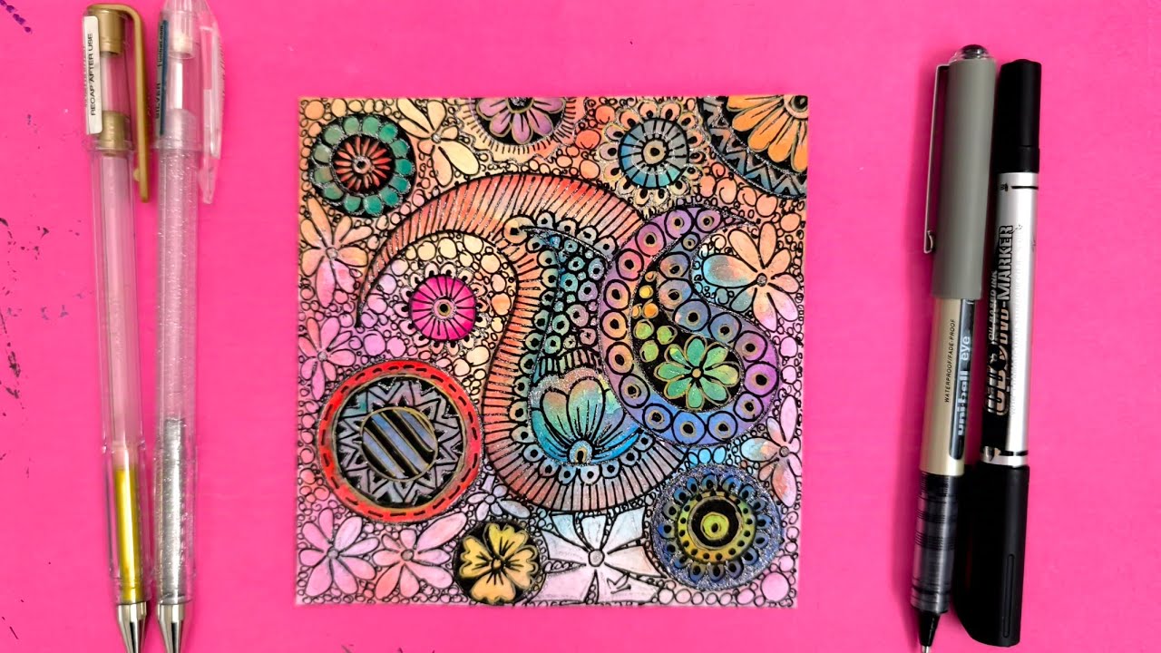 Zendoodle Paisley Pattern in Watercolor || Step by Step Zen Doodling ...