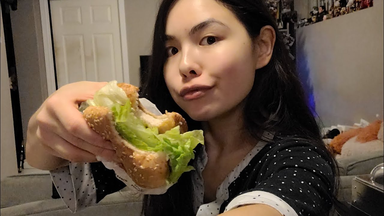 A&W Chubby Chicken Burger Mukbang Review Vancouver Canada Girl - YouTube