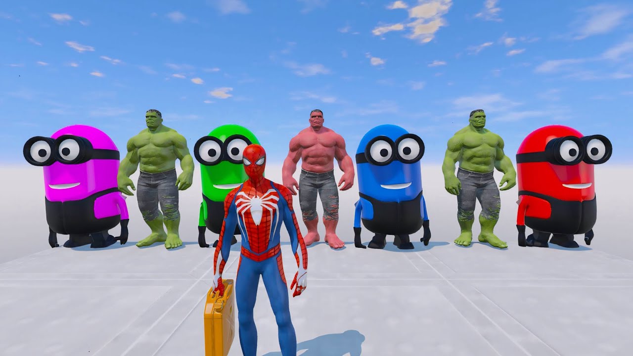 SPIDERMAN VS COLORFUL MINIONS (Euphoria Physics & Funny Fails) ep.37 ...