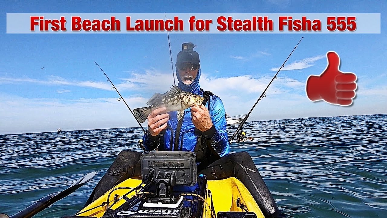 First Beach Launch for New Stealth Fisha 555! - YouTube